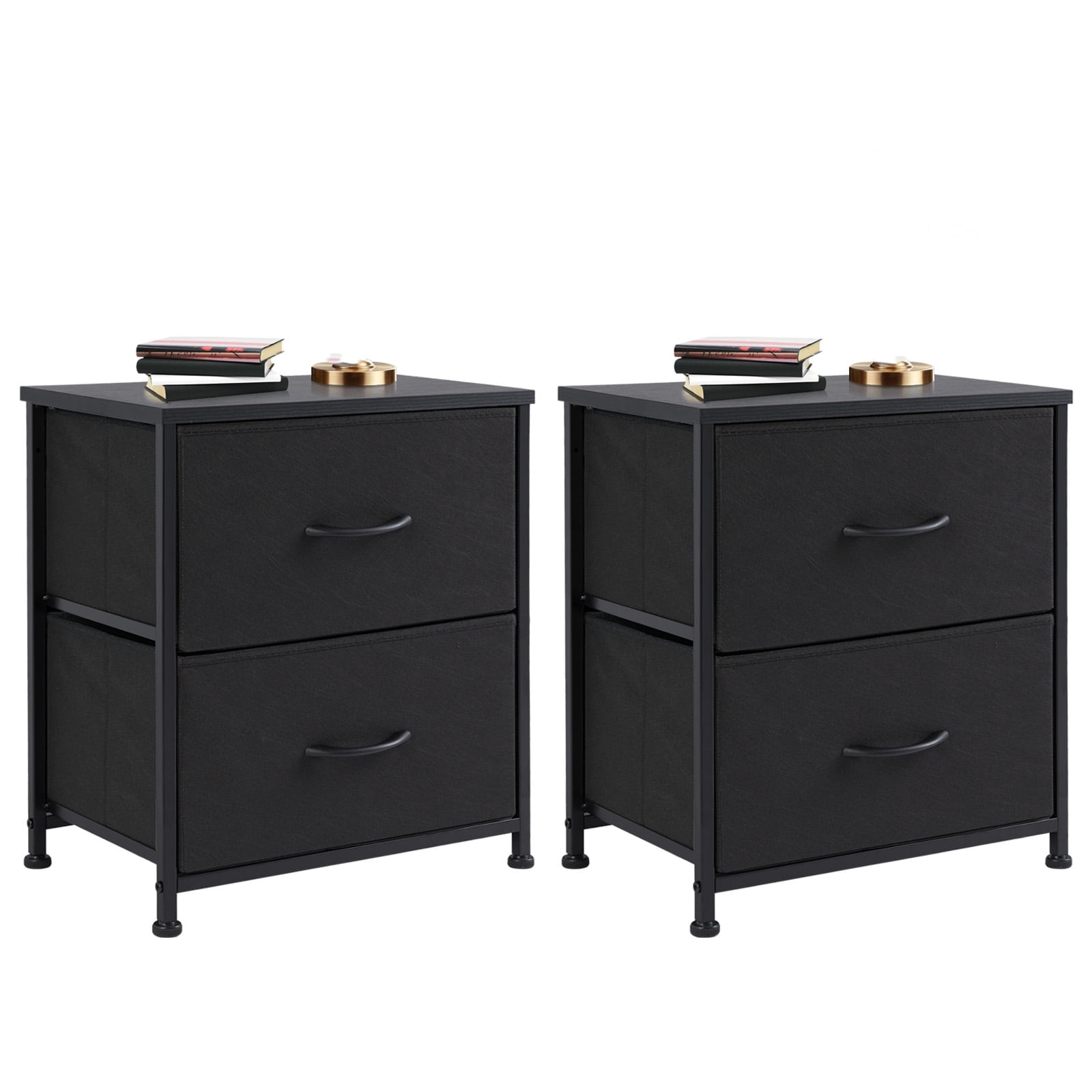 Dtwnek 2 Drawers Dresser Chest of Drawers with Metal Frame and Wood Top ...