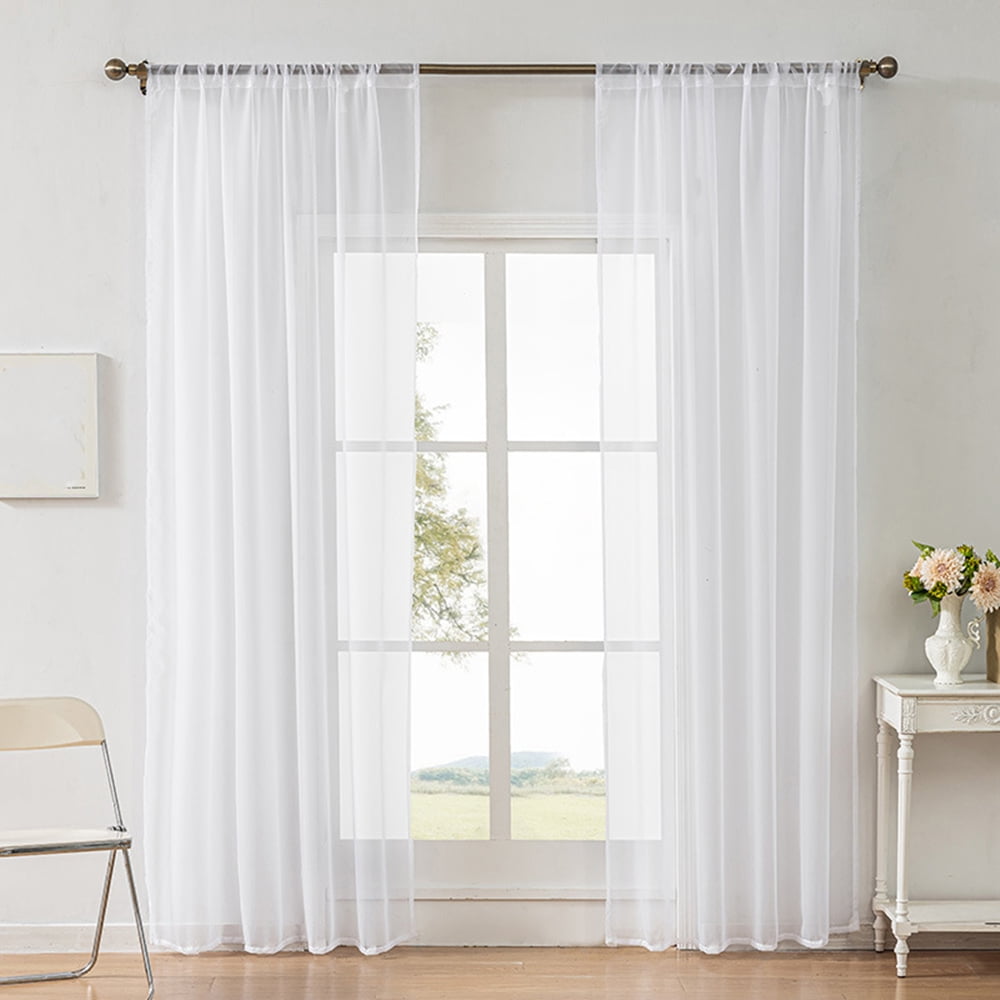 Dtwnek 2 Pack Sheer Curtains Window Treatment Rod Pocket Light Filter ...
