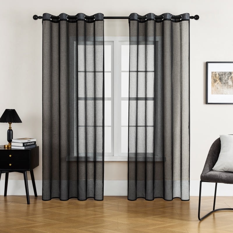 Dtwnek 2 Panels Set Sheer Curtains Light Filtering Window Curtain ...