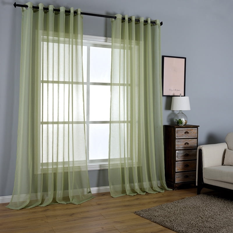 Dtwnek 2 Panels Sheer Curtain Solid Color Window Drapes for Bedroom ...