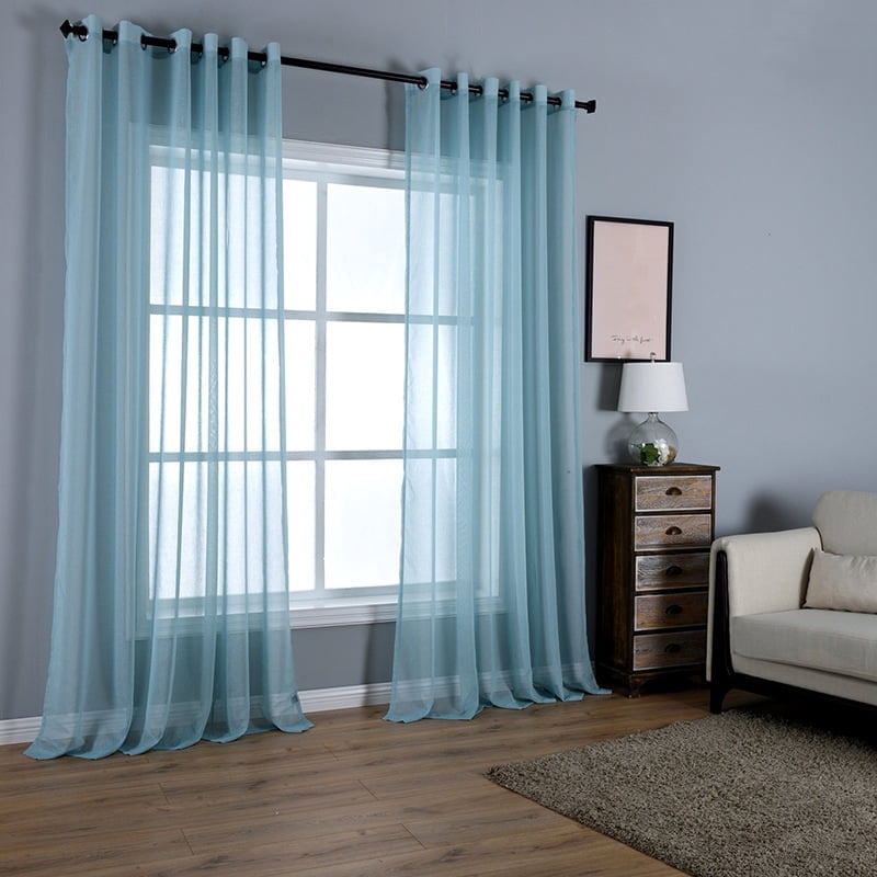 Dtwnek 2 Panels Sheer Curtain Solid Color Window Drapes for Bedroom ...