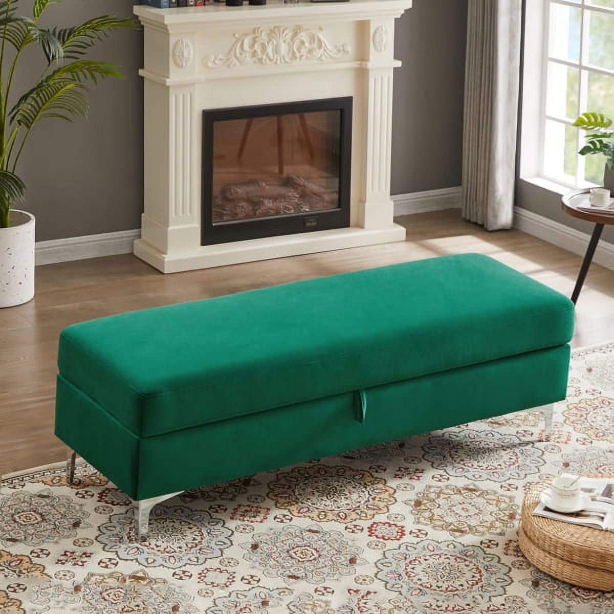 Dtwnek 2 Seater Storage Bench Living Room Sofa Stool, Green - Walmart.com