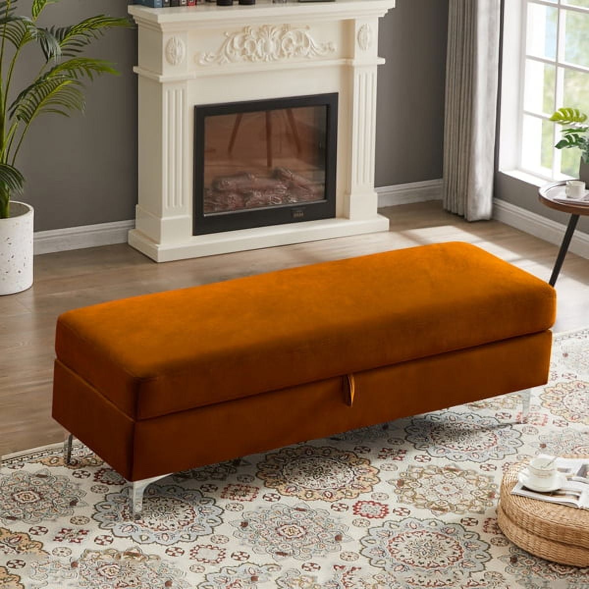 Dtwnek 2 Seater Storage Bench Living Room Sofa Stool, Orange - Walmart.com