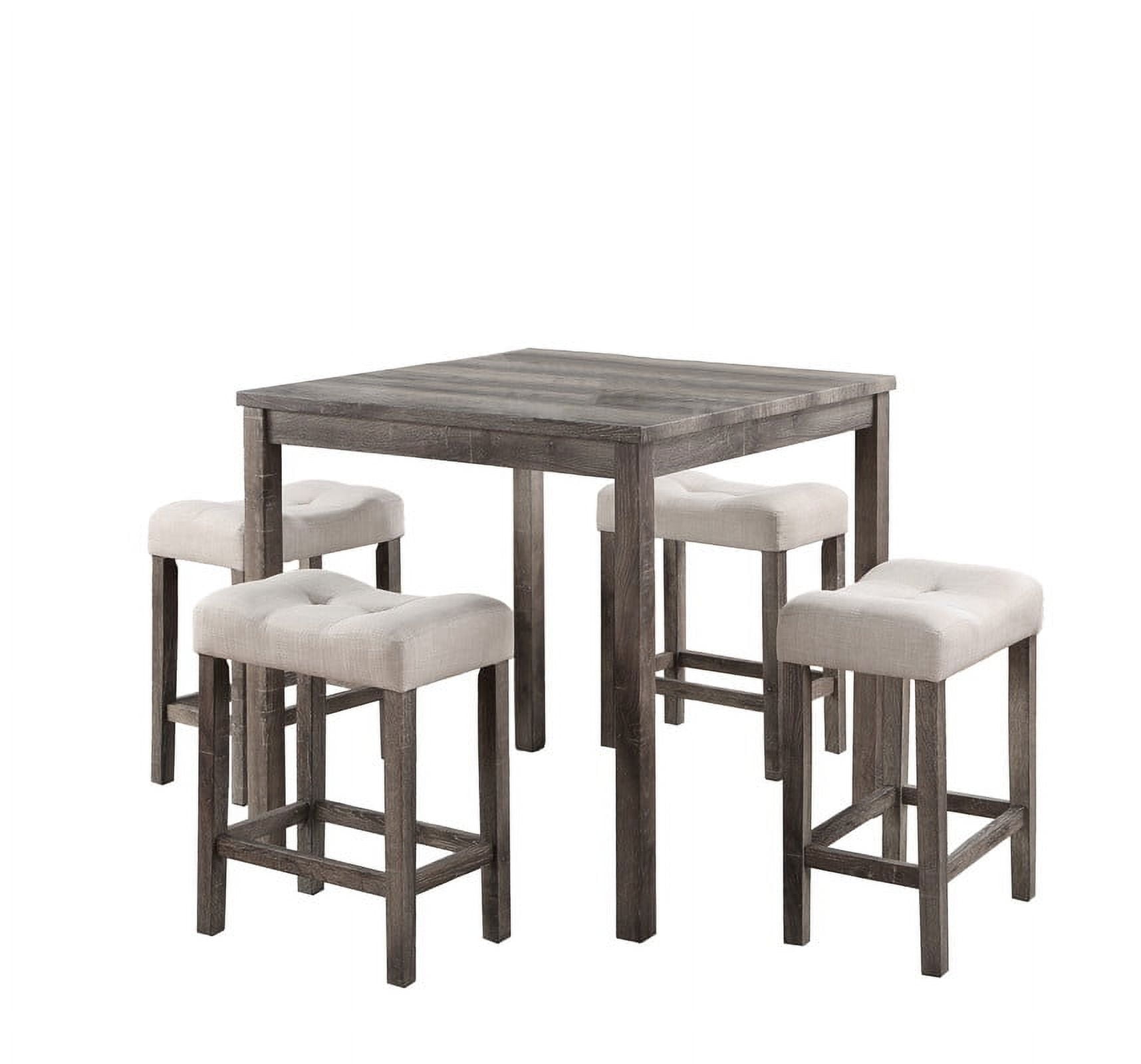 Dtwnek 36" Counter Height Dining Table Set with Tufted Linen Stools ...
