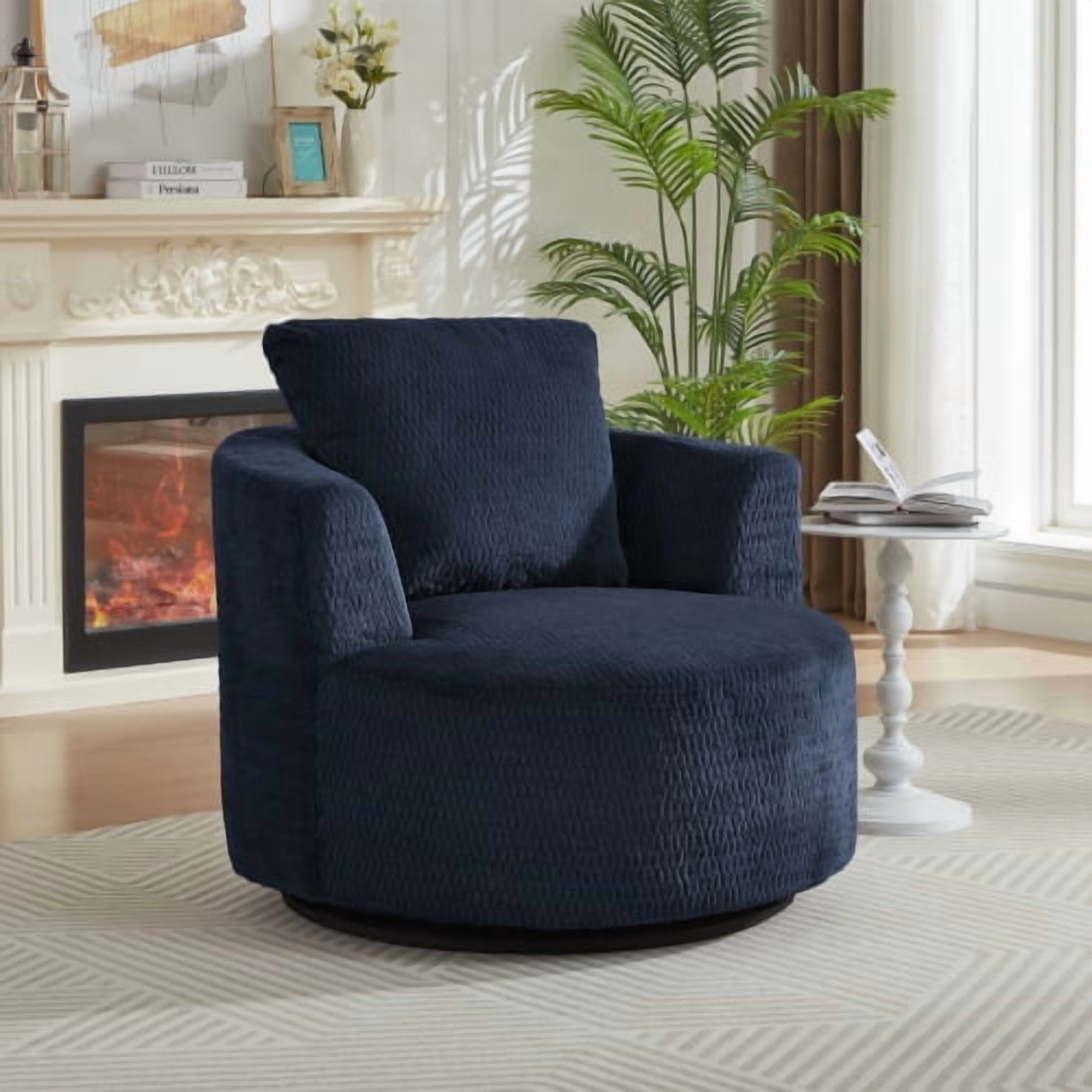 Dtwnek 360 Degree Swivel Accent Chair with Metal Base, Modern Comfort ...