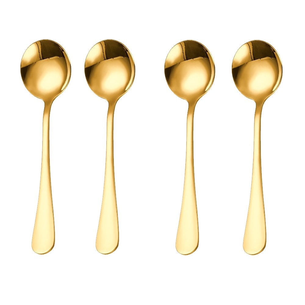 Dtwnek 4 Pack Stainless Steel Long Handled Soup Spoons, Table Spoons ...