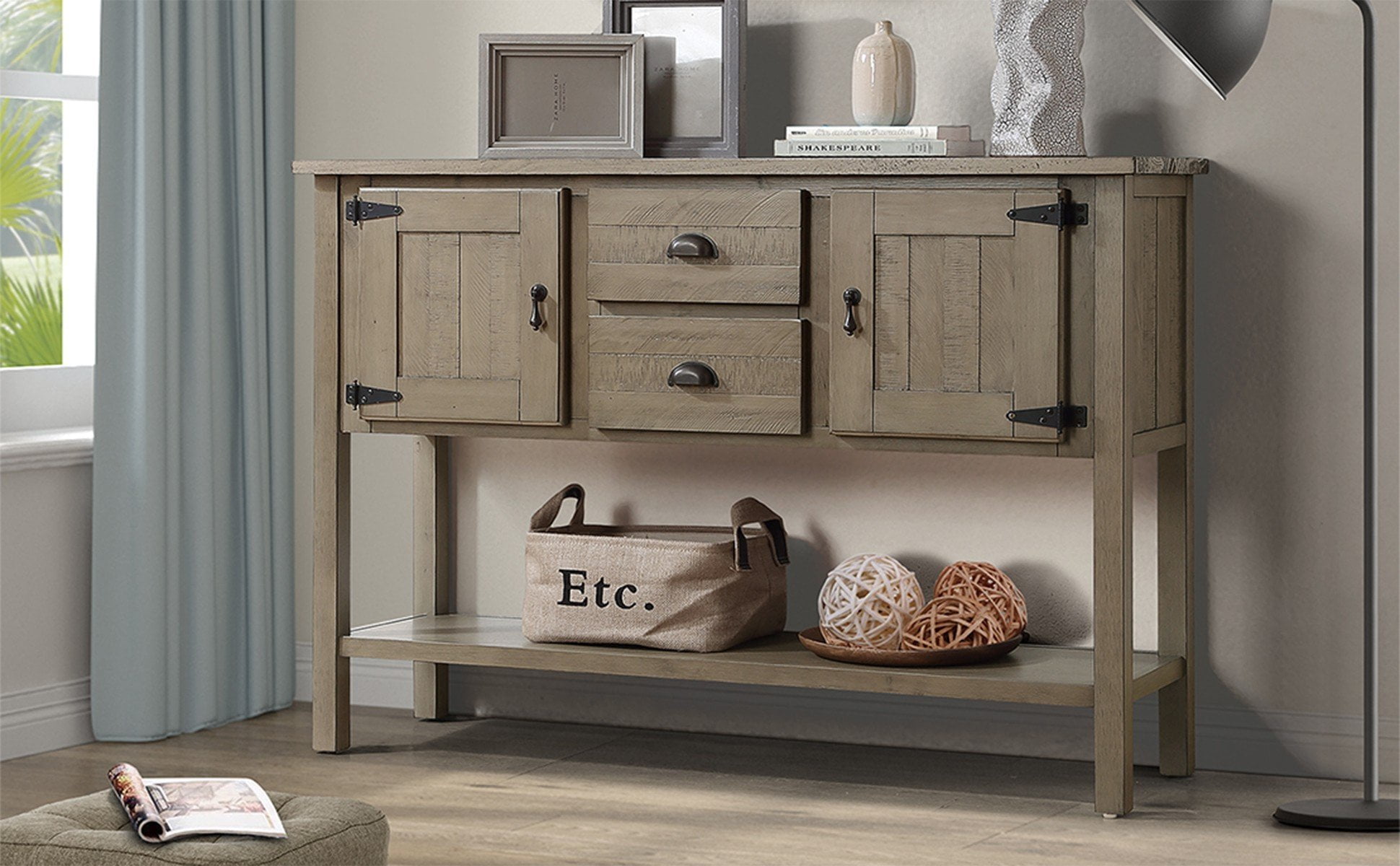 Dtwnek 48" Solid Wood Sideboard for Home, Bar, Dining Room Console ...