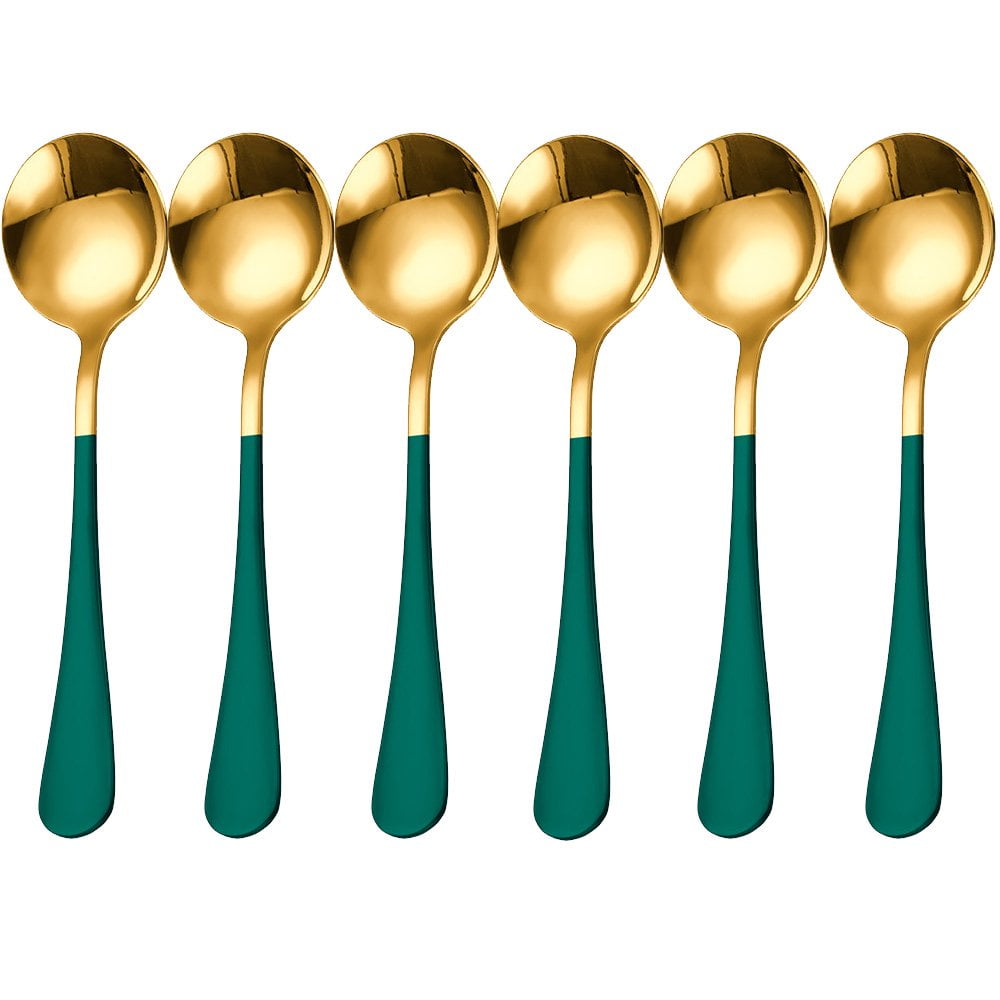 Dtwnek 6 Pack Stainless Steel Long Handled Soup Spoons, Table Spoons ...