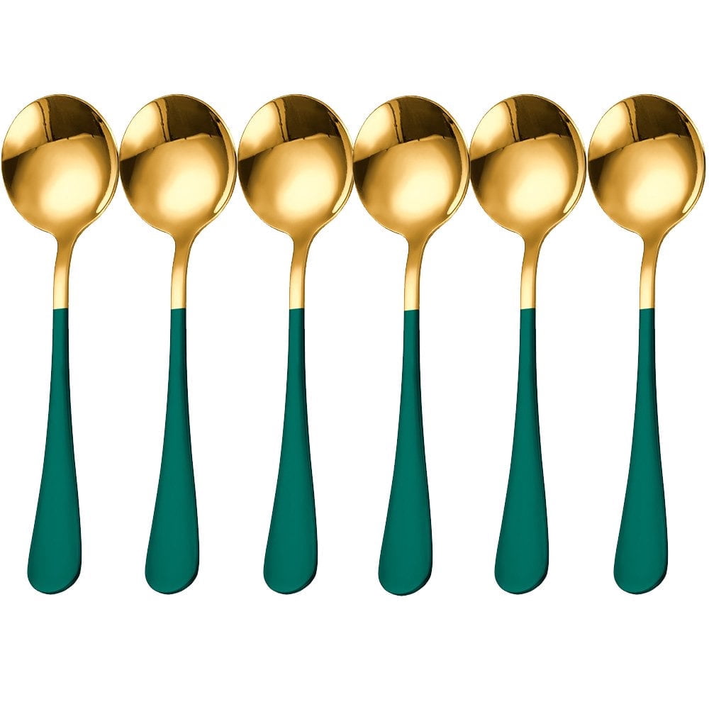 Dtwnek 6 Pack Stainless Steel Long Handled Soup Spoons, Table Spoons ...