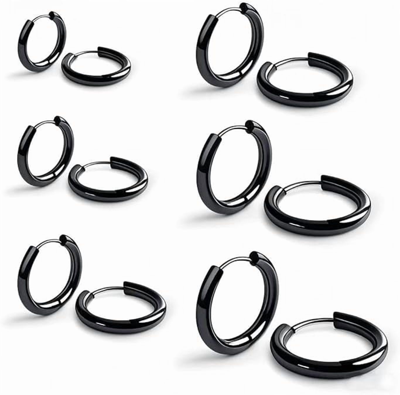 Dtwnek 6 Pairs Lightweight Small Hoop Earing Set 316L Stainless Steel ...