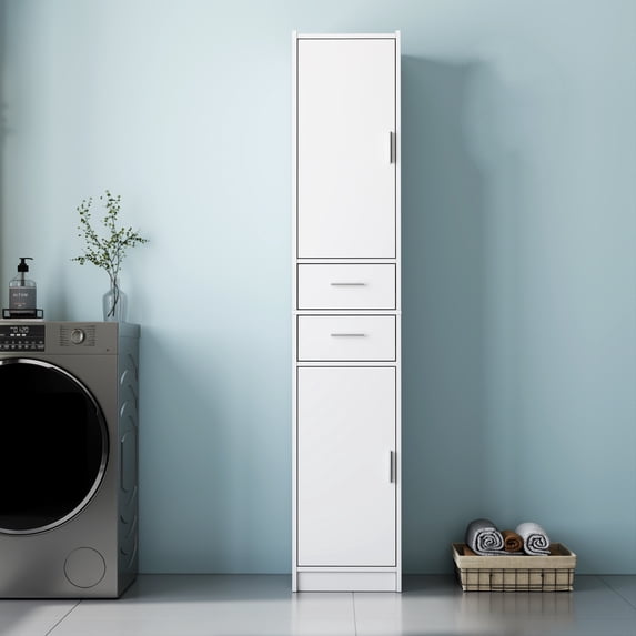 Dtwnek 70.87" H Tall Bathroom Cabinet with 2 Doors and 2 Drawer and ...