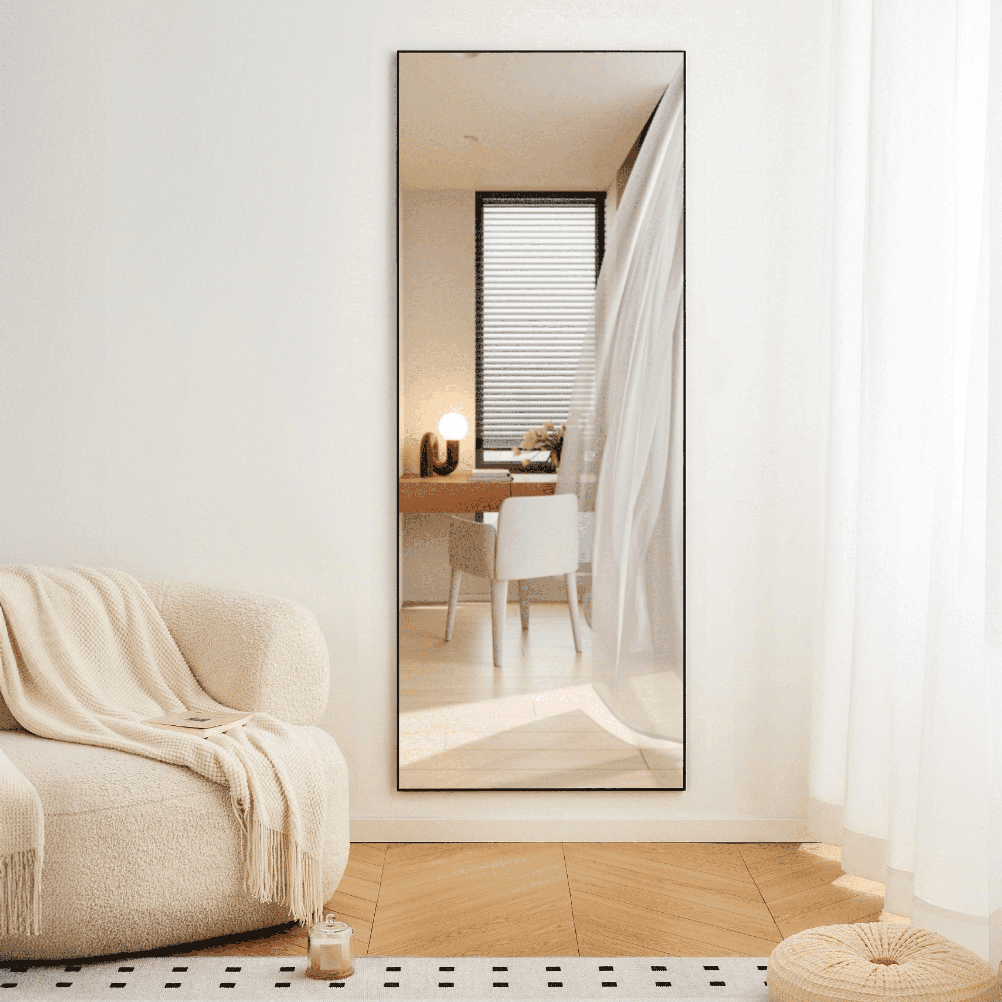 Dtwnek 70" x 31" Full Length Mirror Black Aluminum Alloy Frame Long ...