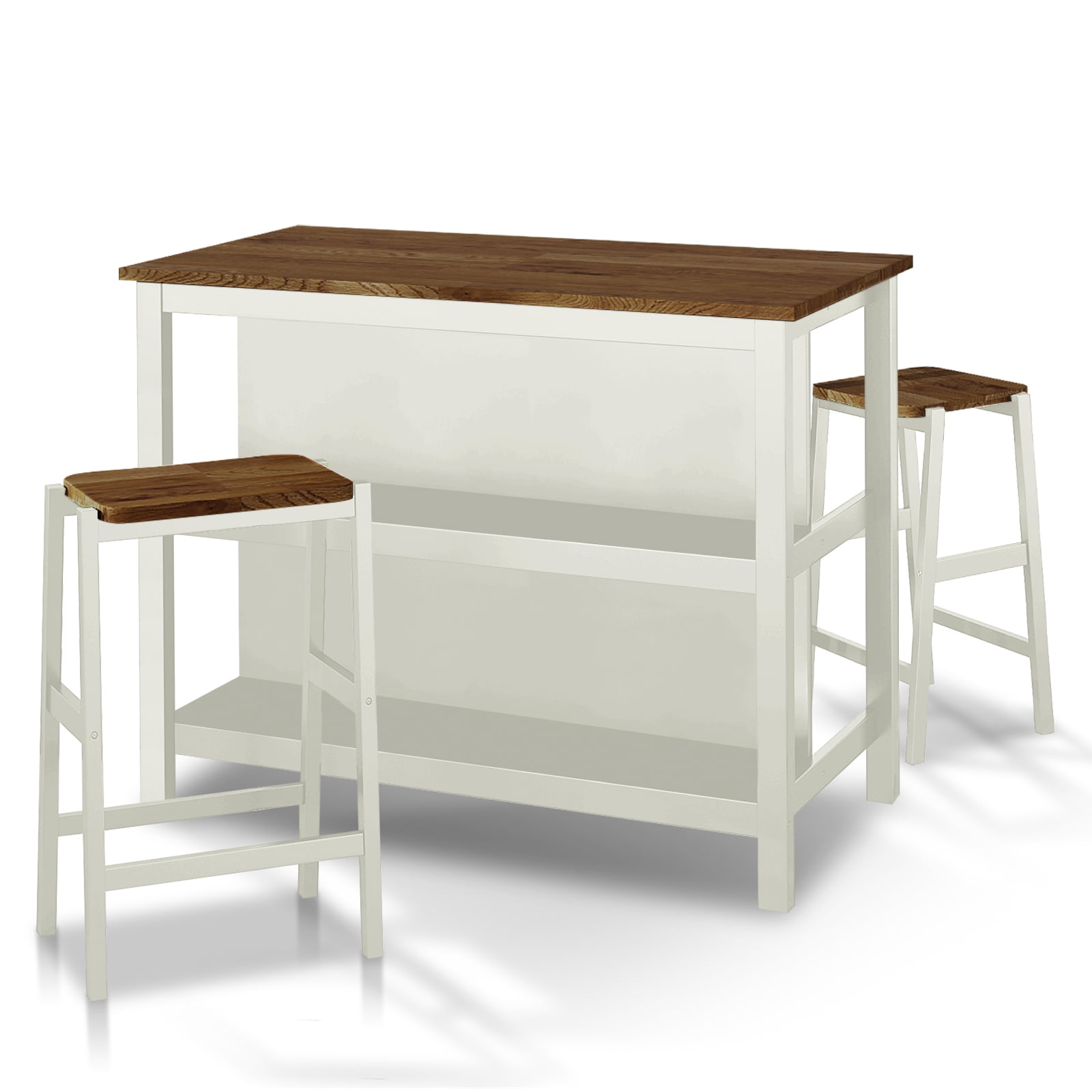Dtwnek Dining Table with 2 Open Shelves, Dining Table Stools for ...