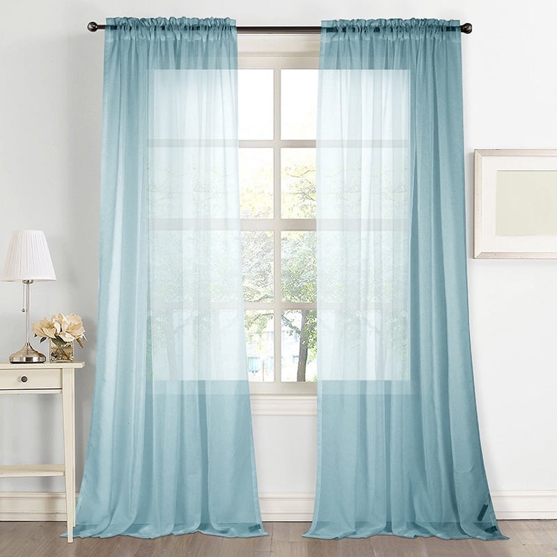 Dtwnek Elegant Sheer Curtains Drapes Rod Pocket Small Windows Curtain ...