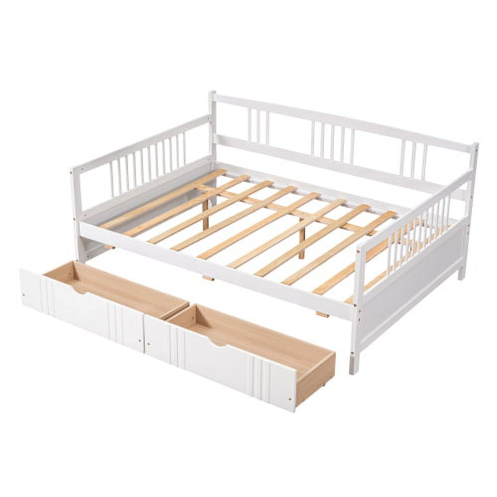 Dtwnek Full Size Wood Daybed Frame with 2 Drawers,White - Walmart.com