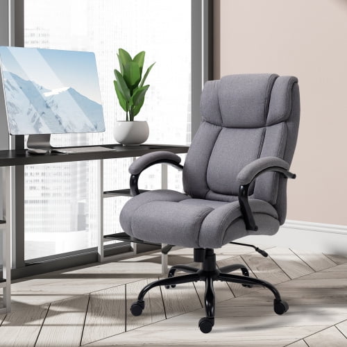 Dtwnek High Back Swivel Office Chair with Wheels, Linen Fabric ...