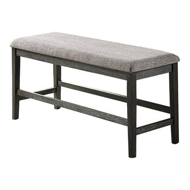Salz 60 Inch Modern Dining Bench, Acacia Wood, Live Edge, Gray, Black ...