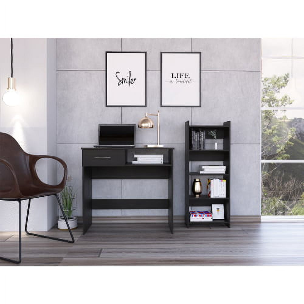Dtwnek Home Office Desk Bookcase Set, Single Drawer, Keyboard Tray ...