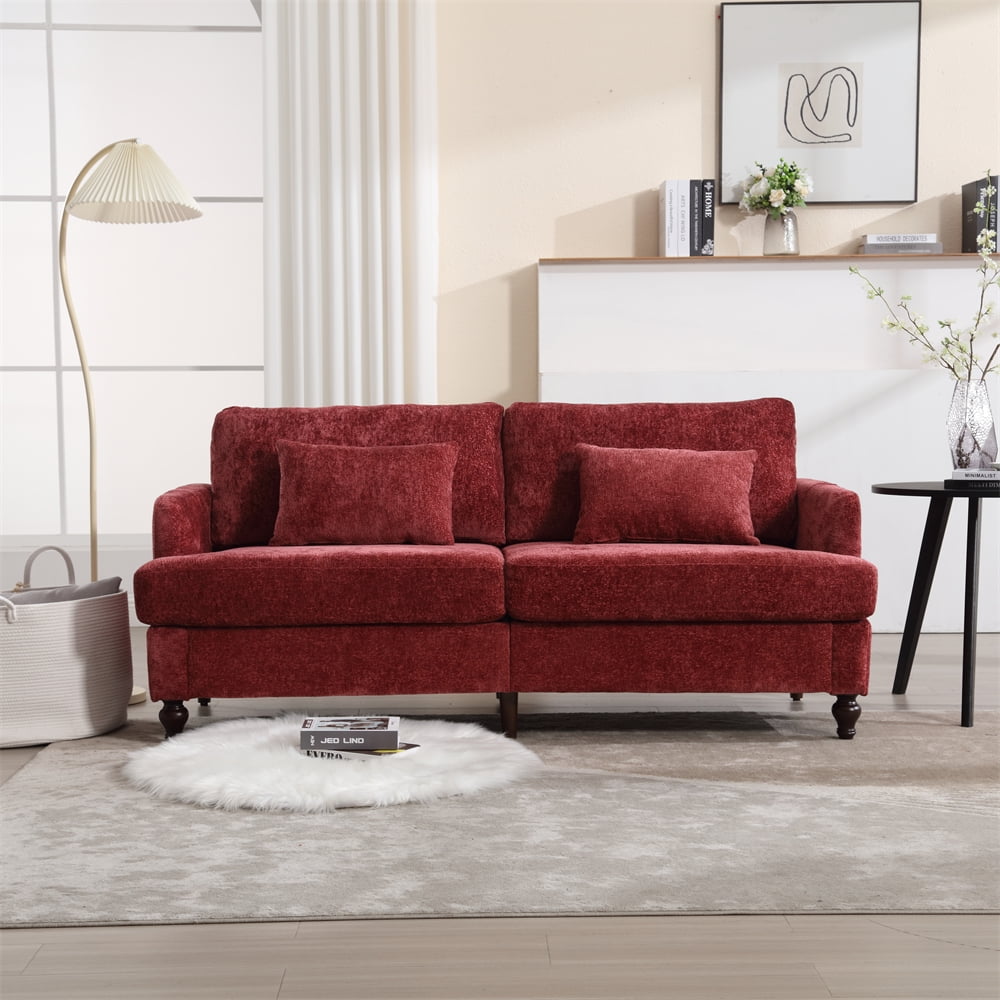 Dtwnek Modern 2 Seater Upholstered Fabric Loveseat Sofa Couch for Home ...