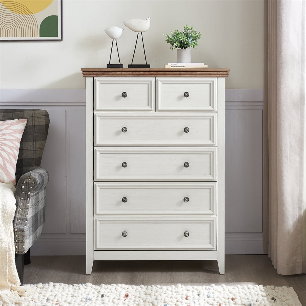 Dtwnek Modern 6 Drawers Dresser with Handle, Chest of Drawers Closet ...