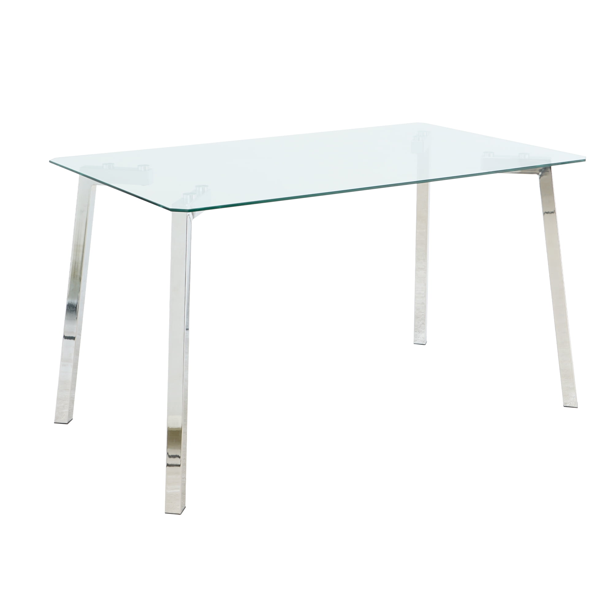 Dtwnek Modern Rectangle Tempered Glass Dining Table With Metal Legs Suitable For Kitchens