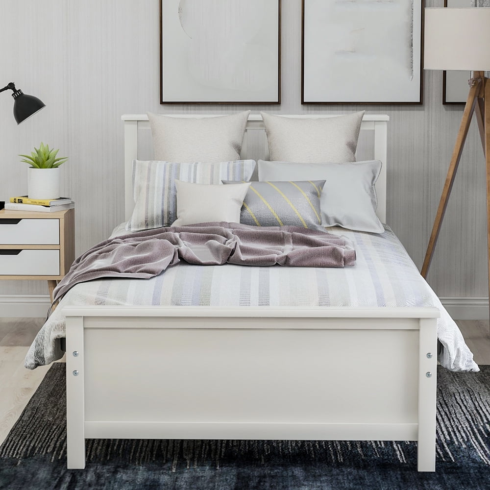 Dtwnek Modern Twin Size Platform Bed with Headboard, Footboard and Wood ...