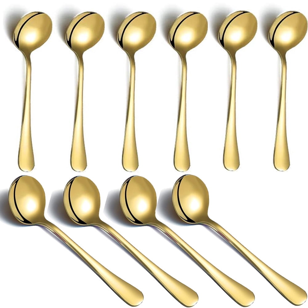 Dtwnek Set of 10 Stainless Steel Soup Spoon, Silverware Dishwasher ...