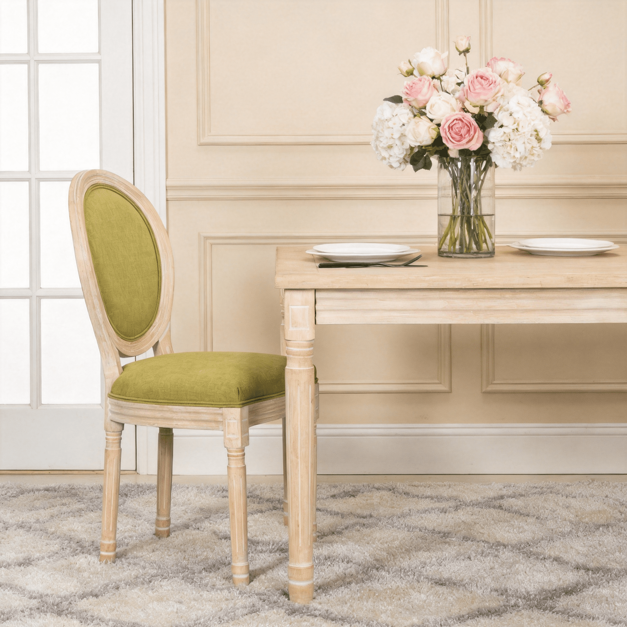 Dtwnek Set of 2 Dining Chairs with Round Back, Upholstered Side Chairs ...
