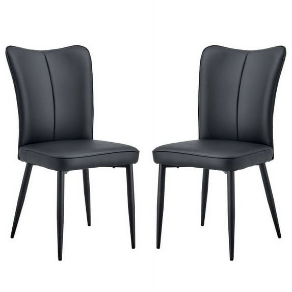 Dtwnek Set of 2 PU Leather Dining Chair with Metal Legs, Suitable for ...