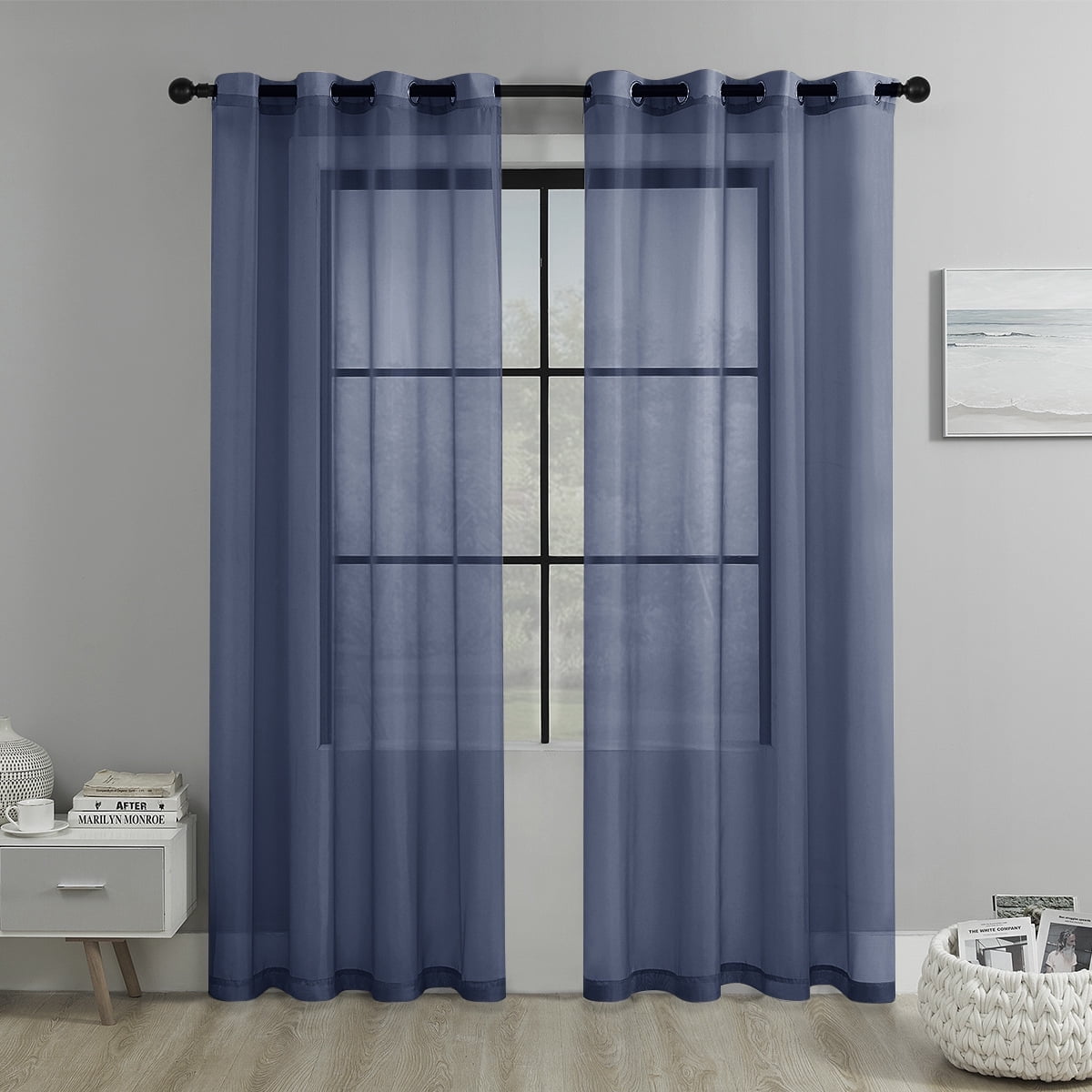 Dtwnek Set of 2 Panels Sheer Curtain Sheers Light Filtering Window ...