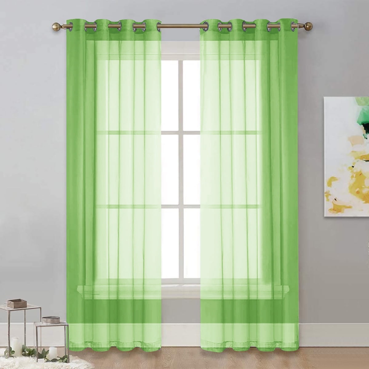 Dtwnek Set of 2 Panels Sheer Curtain Sheers Light Filtering Window ...