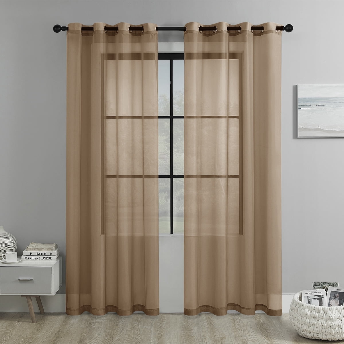 Dtwnek Set of 2 Panels Sheer Curtain Sheers Light Filtering Window ...