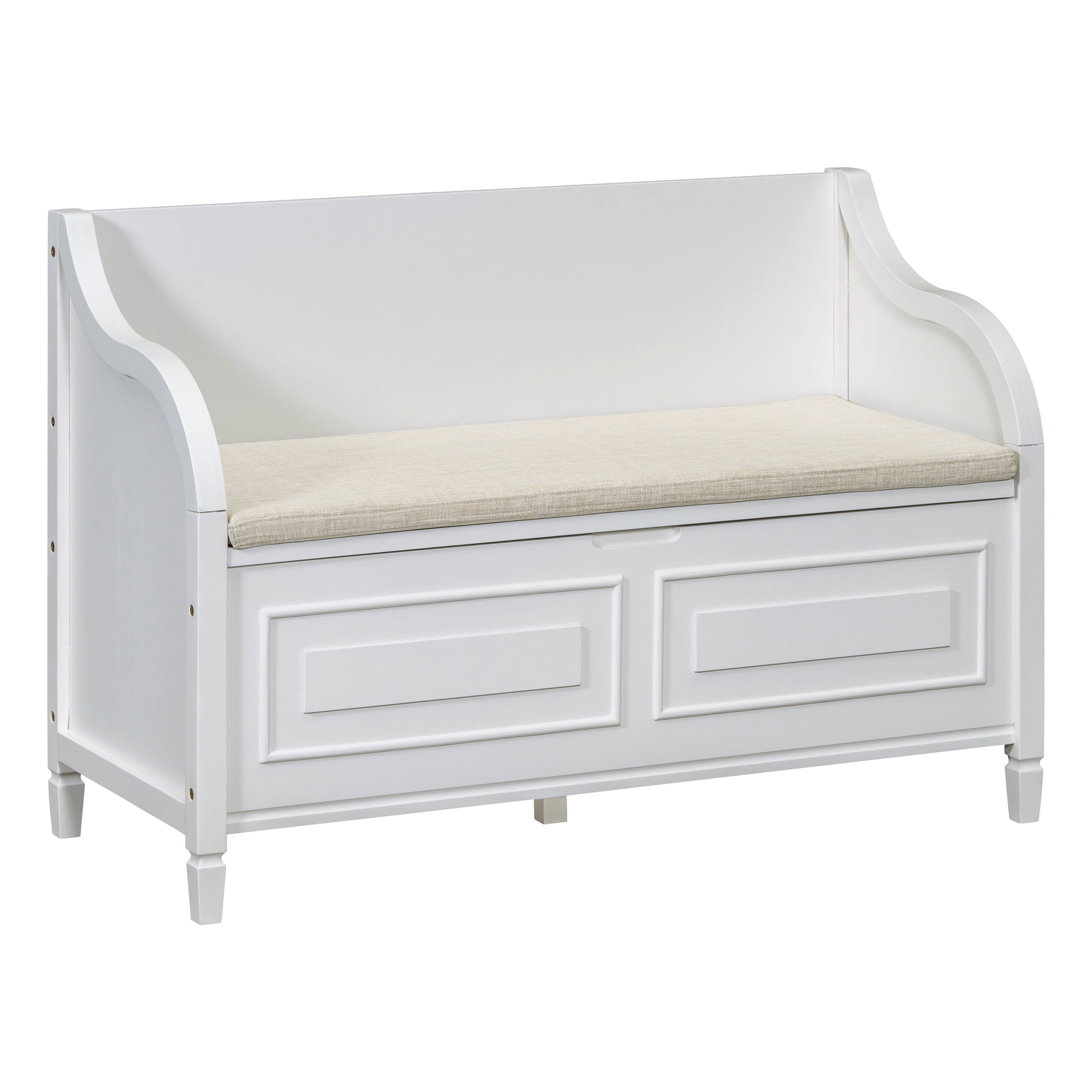 Dtwnek Solid Wood Entryway Storage Bench with Safety Hinge, White ...