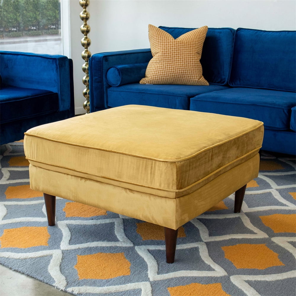 Dtwnek Square Upholstered Velvet Ottoman for Living Room, Bedroom ...