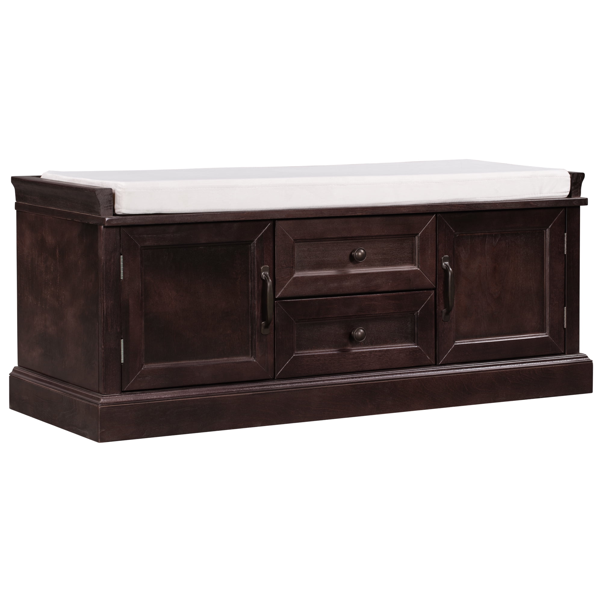 Dtwnek Storage Bench with 2 Drawers and 2 Cabinets, Modern Shoe Bench ...