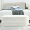 59" Storage Bench Upholstered Bed End Foot Stool 2 Throw Pillows ...