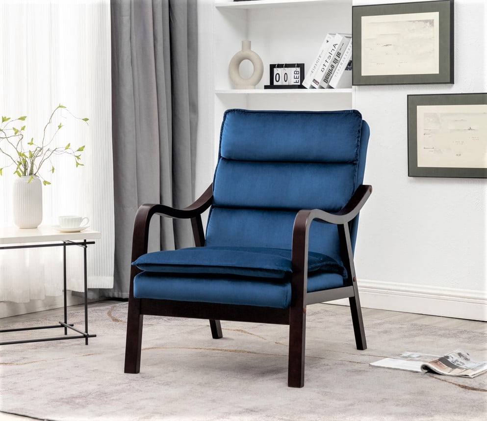 Dtwnek Upholstered Reading Chair Accent Chair with Wood Frame, Modern ...