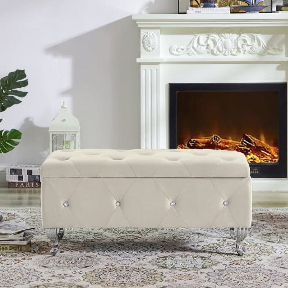 Dtwnek Velet Bench Seat with Safety Hinge, Storage Chest with Padded ...