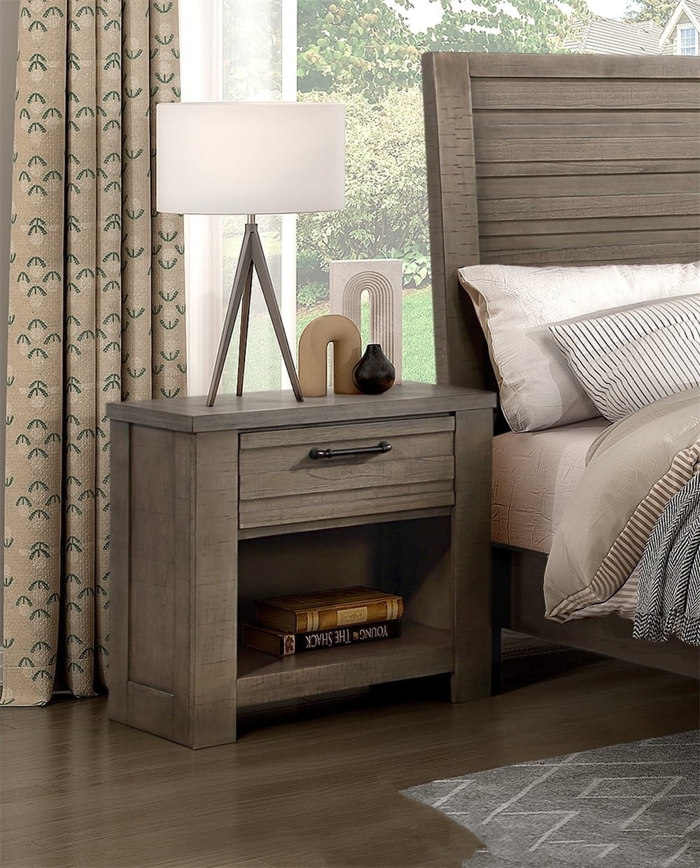 Dtwnek Wood Beside Table for Living Room, Bedroom, Nightstand with 1 ...