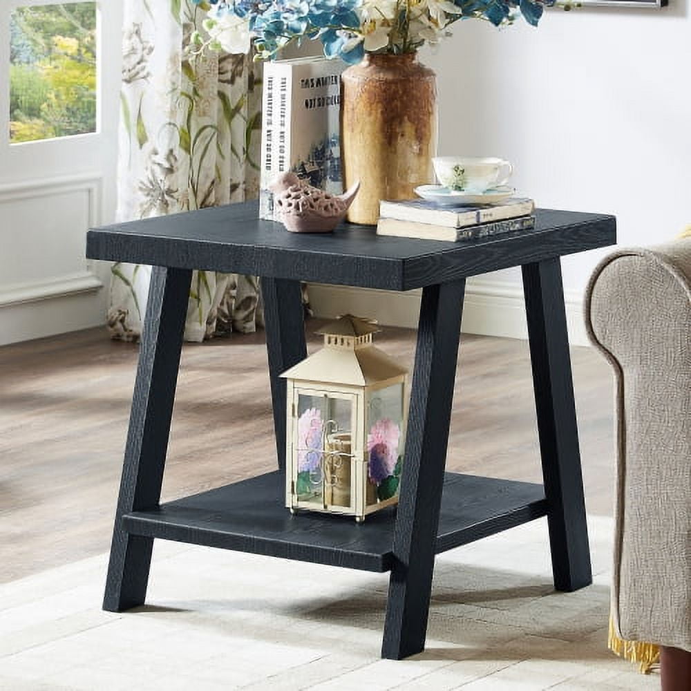 Dtwnek Wood End Table with Bottom Shelf, Side Table for Living Room ...