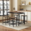Signature Design by Ashley Wood Square Kitchen Table with Bar Stools (Set of 5), Bridson Counter ...