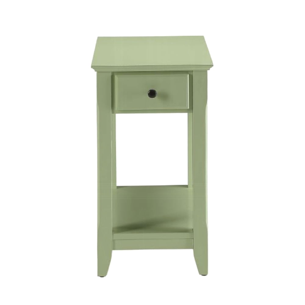 Dtwnek Wooden Rectangular Side Table with 1 Drawer and Bottom Shelf ...