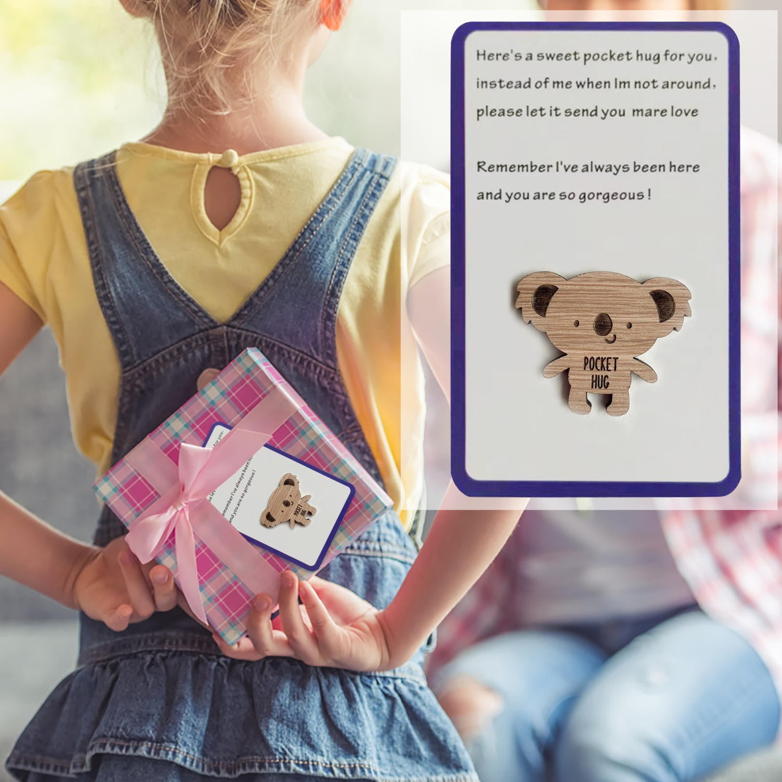 Dtydtpe Small Wooden Card Wooden Bag Hugging Gift Wooden Card Gift A ...