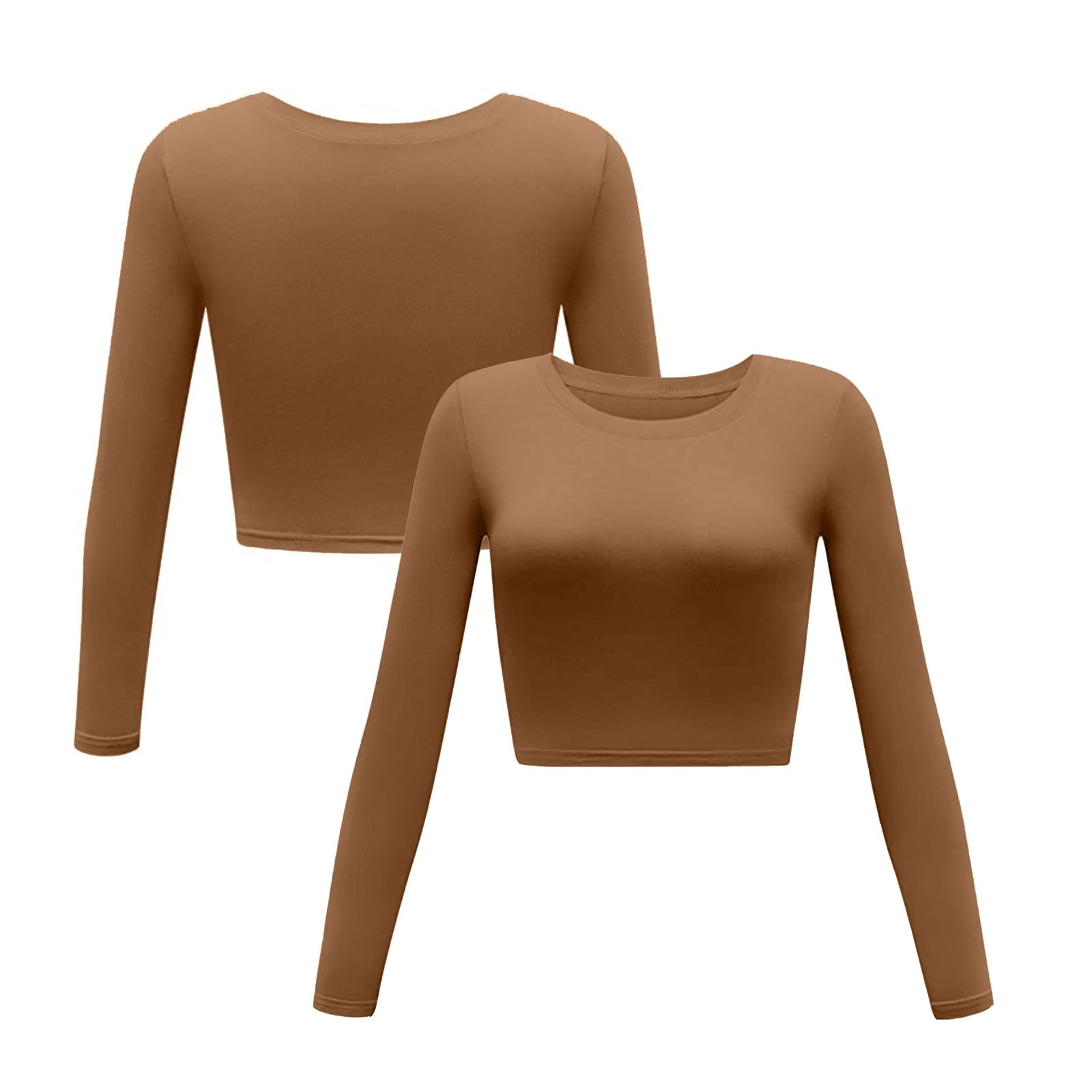 Dtydtpe Womens Tops, Women's Slim Long-Sleeved Round Neck Bas Ic Short ...