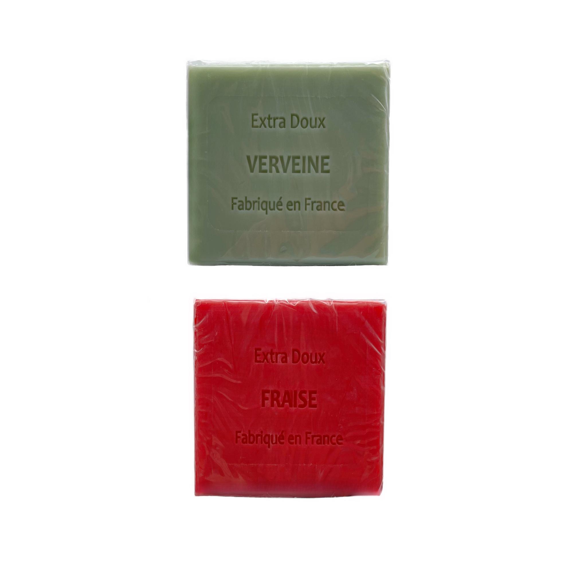 Du Monde a La Provence Verveine Verbena/Fraise Strawberry Soap Made in France 100g - Combi-Pack ...