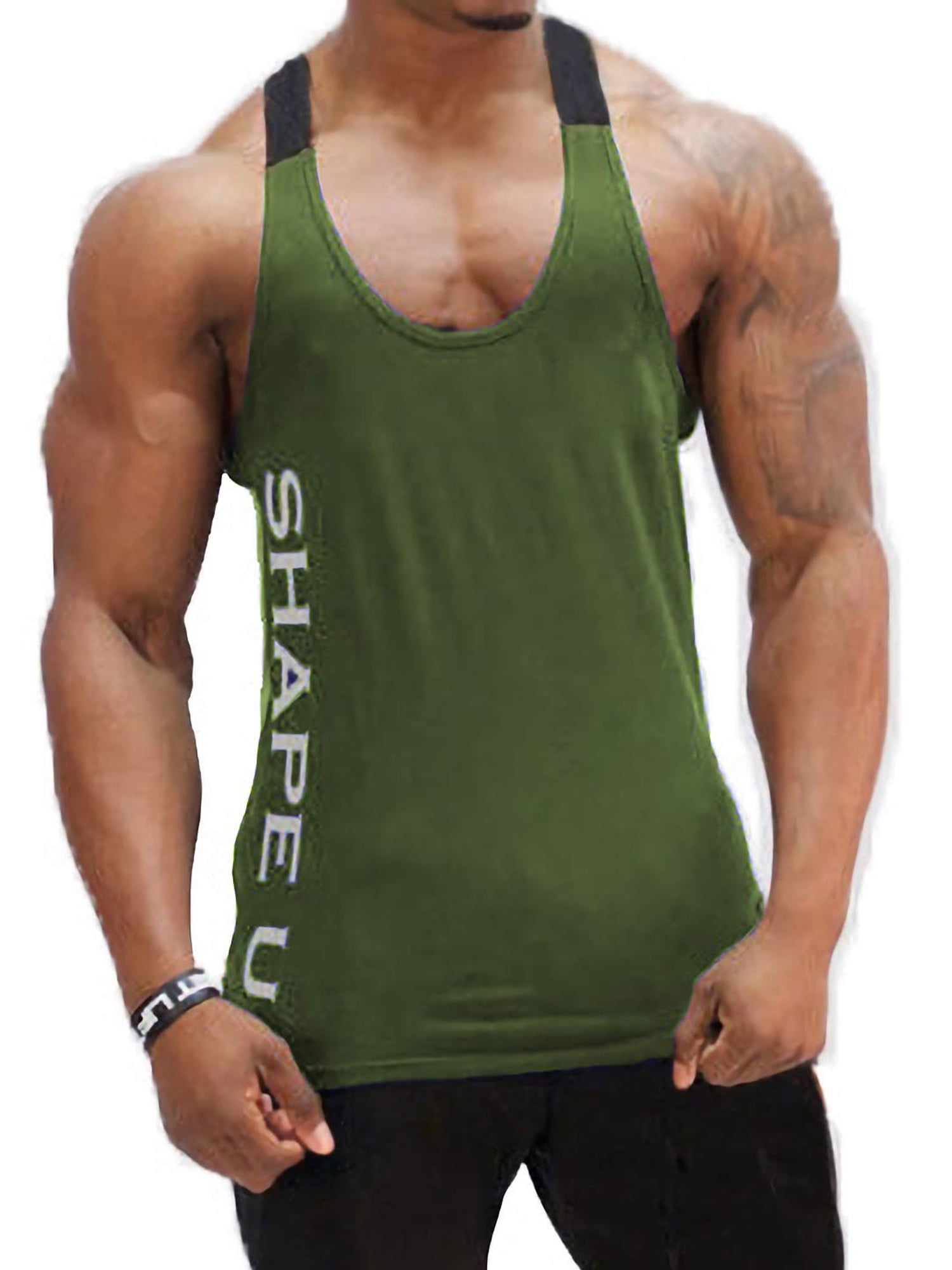 DuAnyozu Men Gym Tank Top Shirt Bodybuilding Muscle Stringer Athletic ...