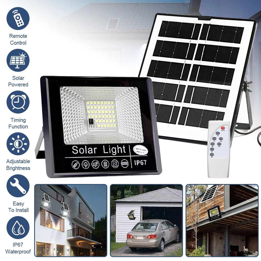 DuBom 100W-800W Solar Flood Light Outdoor Remote, 6000K Bright LED ...