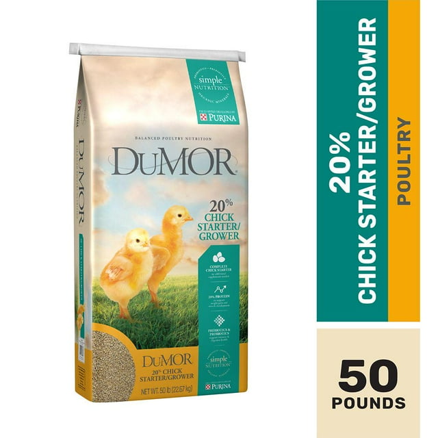 DuMOR 20% Starter/Grower Chicken Flock Food, Poultry Feed, 50 lb ...