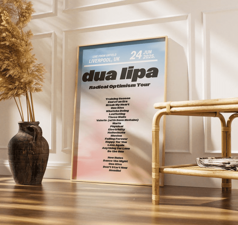 Dua Li.ppa 2025 UK Setlist Poster, Ra.di.cal Optimism Tour Print, Music ...
