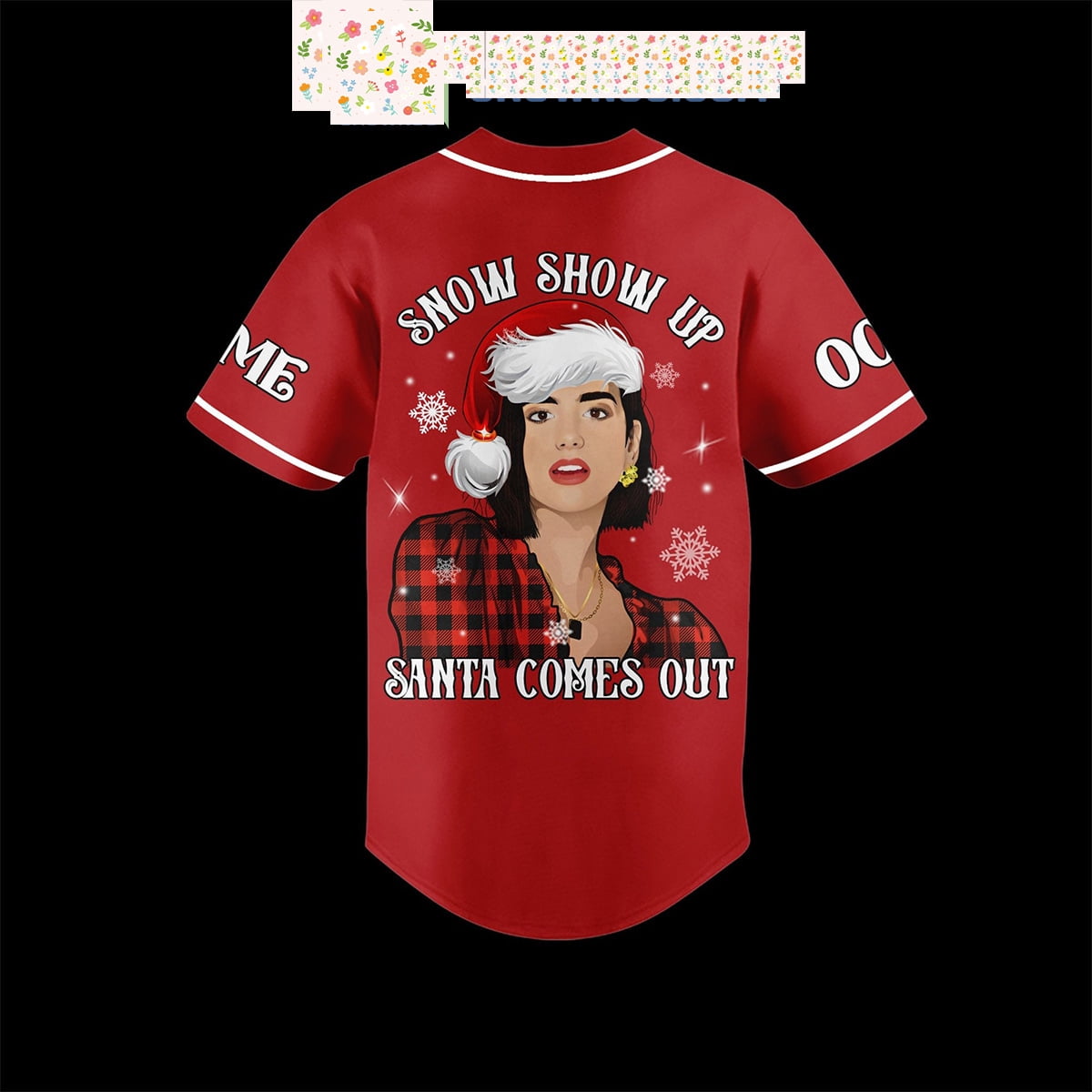 Dua Lipa Snow Show Up Santa Comes Out Christmas Custom Baseball Jersey ...